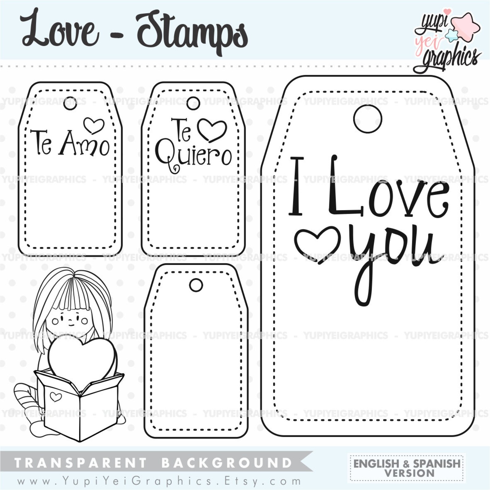 Love Digital Stamps Love Stamps Valentine's Day Stamps - Etsy