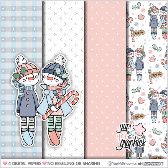 Winter Digital Papers Christmas Digital Papers COMMERCIAL | Etsy