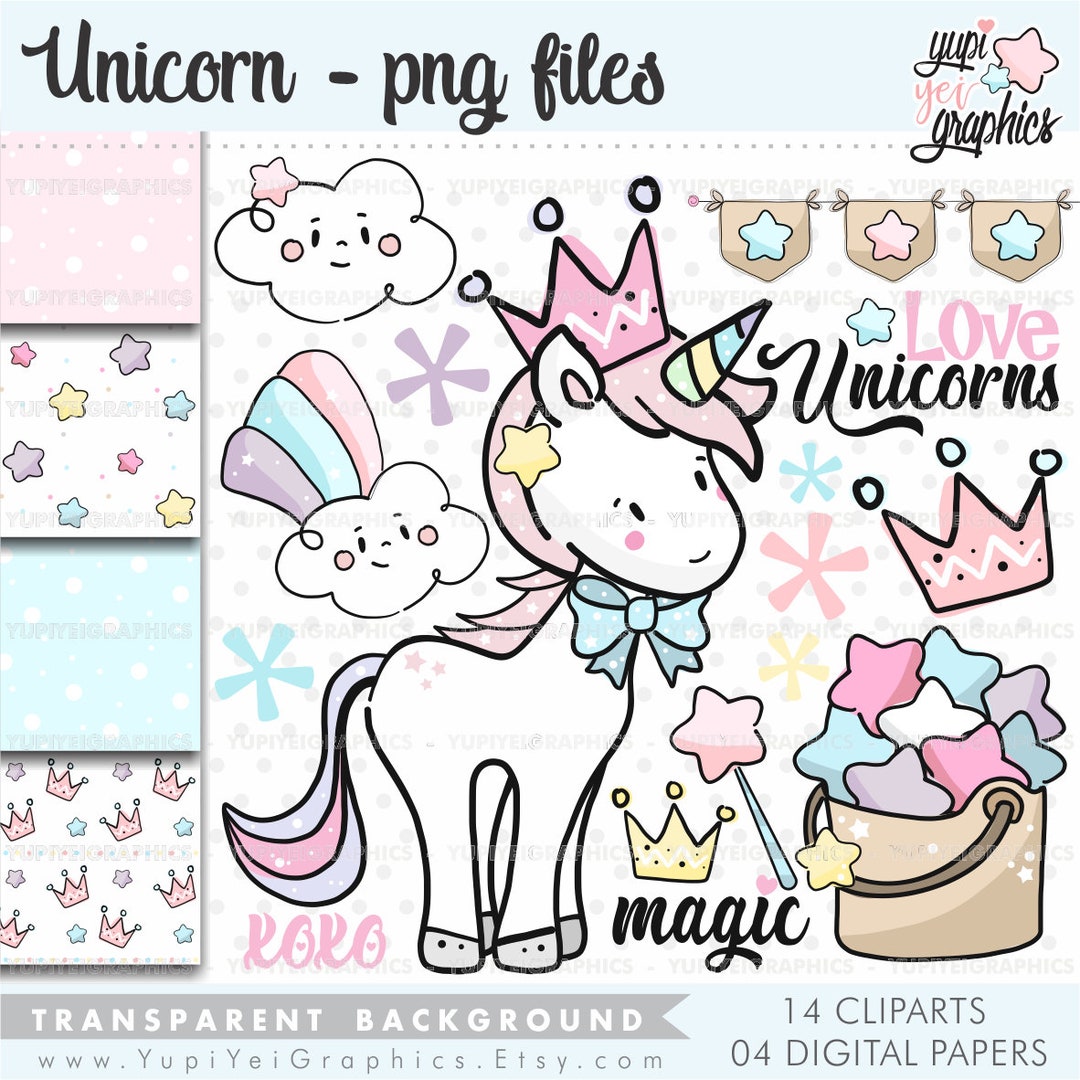 Unicorn Clip Art, Unicorn Graphics, COMMERCIAL USE, Unicorn Clipart ...