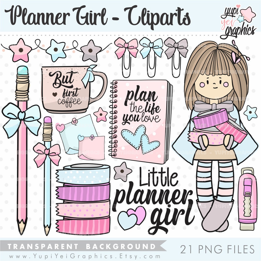 Planner Girl Clipart Planner Accesories Clipart Planner Girl - Etsy