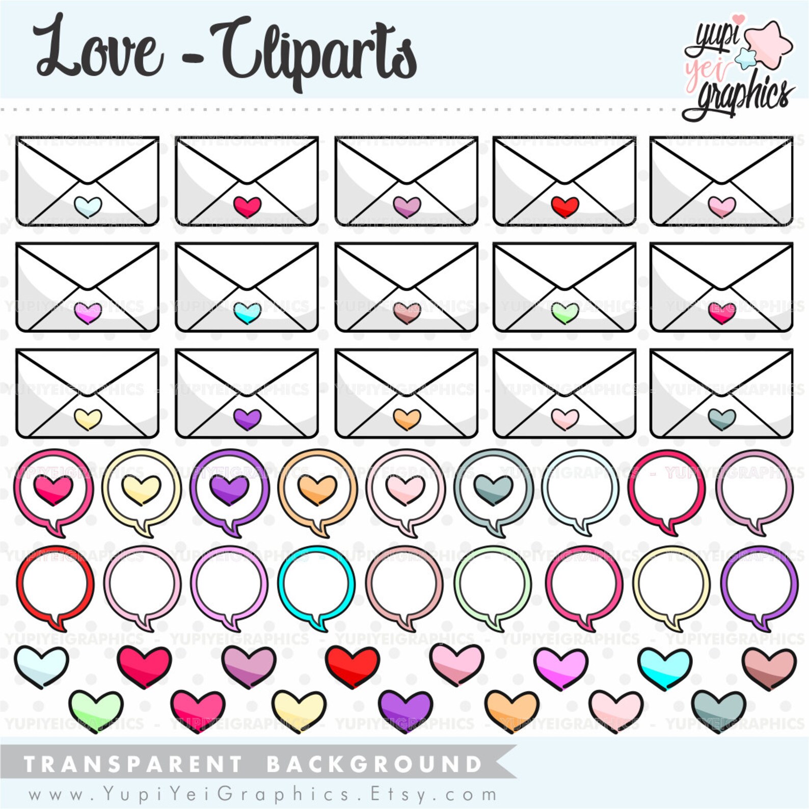 Love Clipart Envelopes Clipart COMMERCIAL USE Love - Etsy