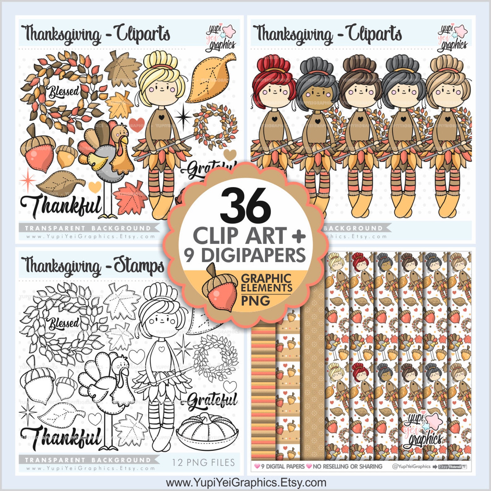 Autumn Clipart, Thanksgiving Clipart, COMMERCIAL USE, Thanksgiving Clip ...
