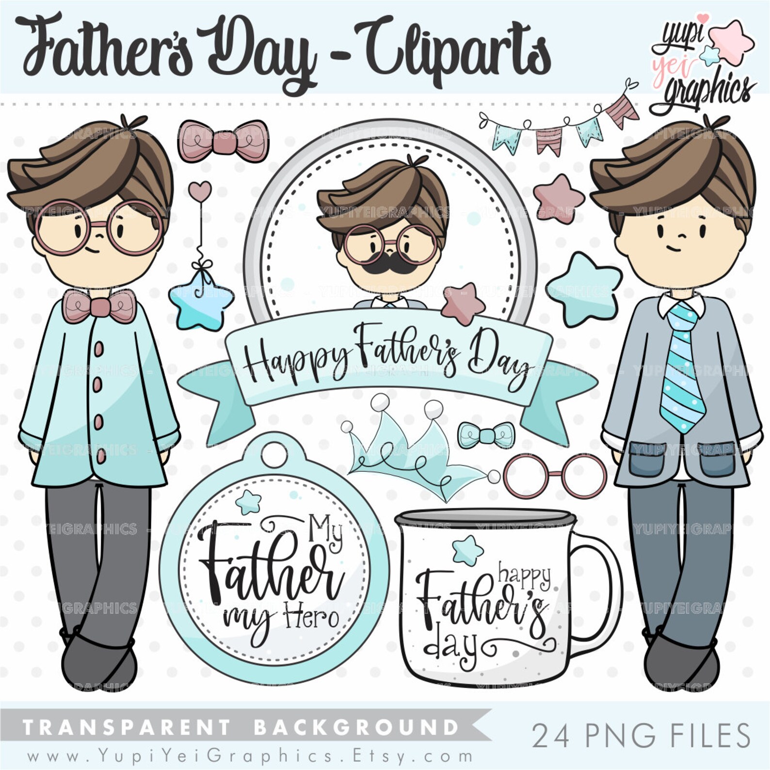 Father's Day Clipart Fathers Day Clipart COMMERCIAL USE - Etsy