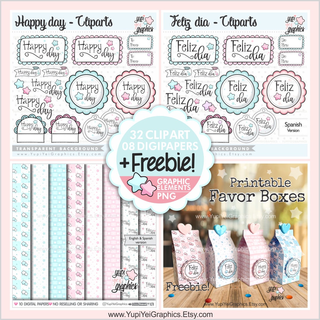 Happy Day Clipart, Celebration Clipart, COMMERCIAL USE, Birthday ...