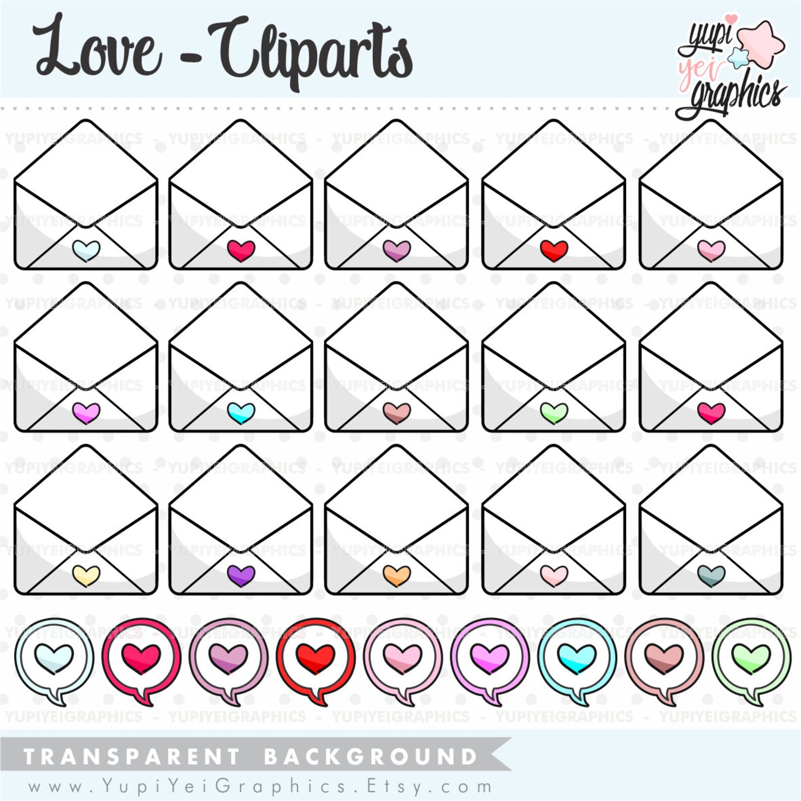 Love Clipart Envelopes Clipart COMMERCIAL USE Love - Etsy