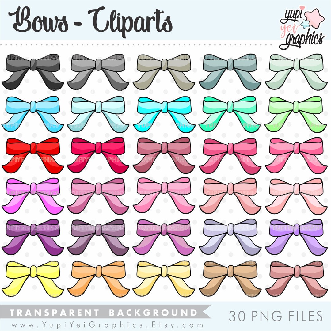 Bow Clipart, Bow Graphics, COMMERCIAL USE, Gift Bow Clipart, Spotty Bow ...
