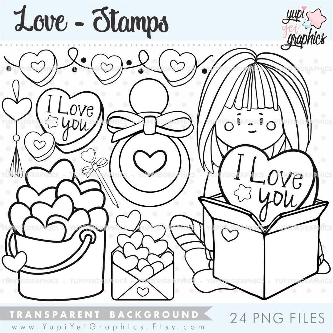 Love Digital Stamps, Love Stamps, Valentine's Day Stamps, COMMERCIAL ...