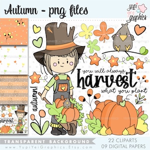 Autumn Clipart, Fall Clipart, COMMERCIAL USE, Harvest Clipart, Autumn ...