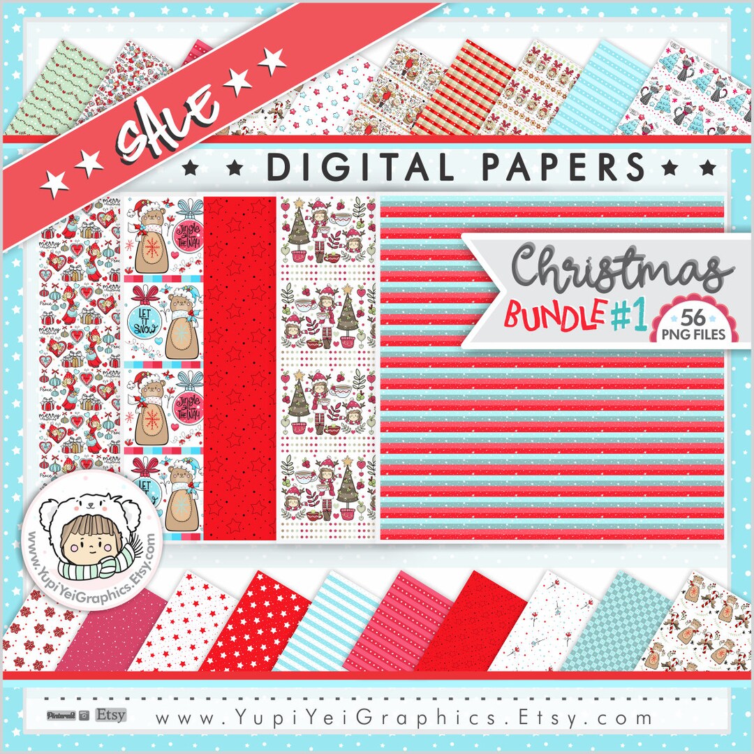 Christmas Digital Papers Bundle, Bundle Digital Papers, Patterns Bundle ...
