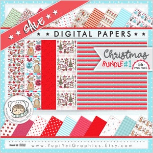 Christmas Digital Papers Bundle, Bundle Digital Papers, Patterns Bundle ...