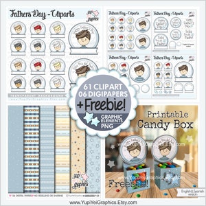 Father's Day Clipart, Digital Papers Pack, Fathers Day, Boy Clipart ...