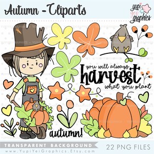 Autumn Clipart, Fall Clipart, COMMERCIAL USE, Harvest Clipart, Autumn ...