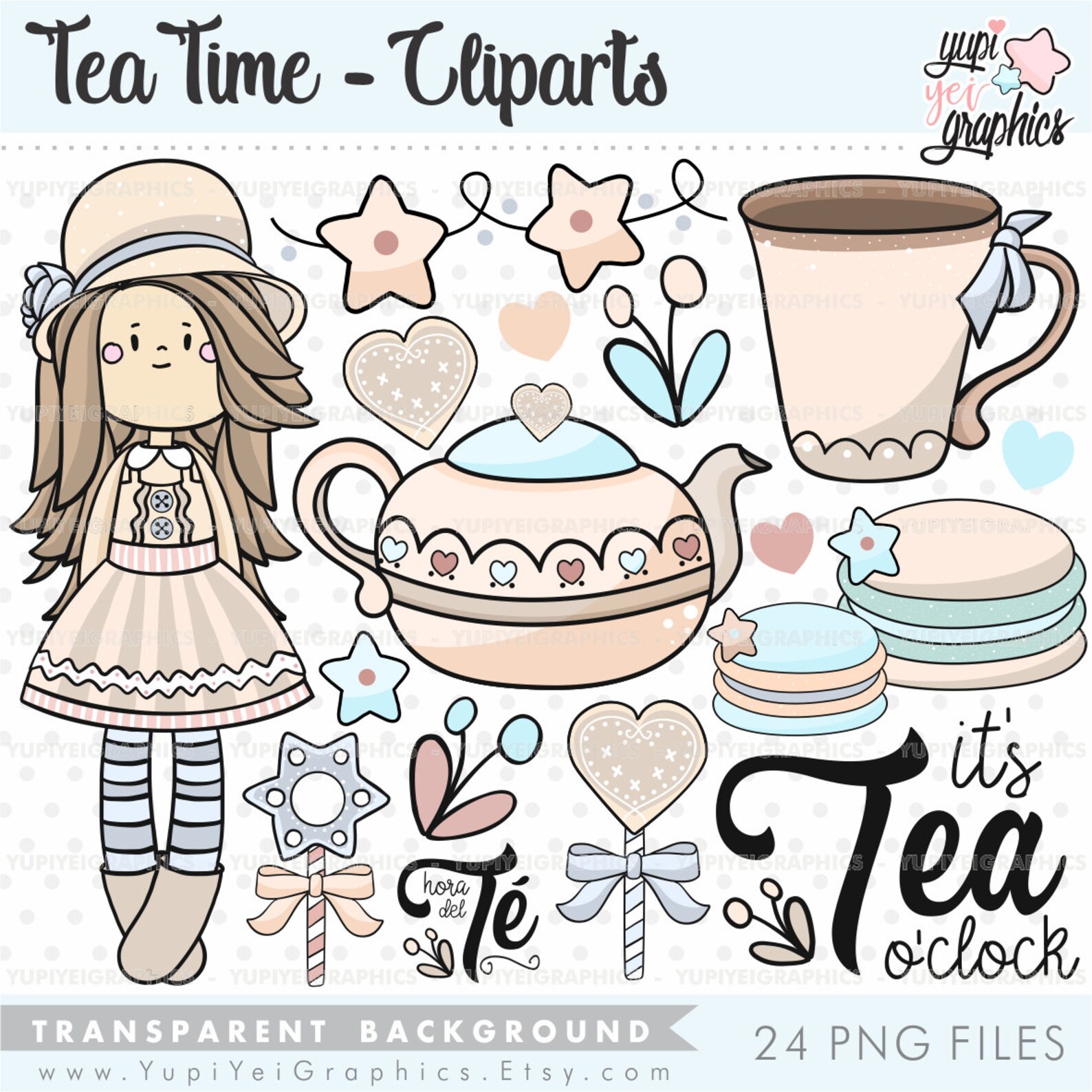 Tea Time Clipart Tea Clipart USO COMERCIAL Tea Pot Clipart | Etsy