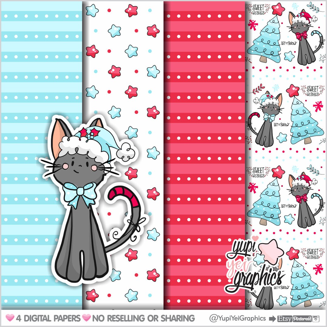 Christmas Digital Papers, Christmas Pattern, COMMERCIAL USE, Cat ...