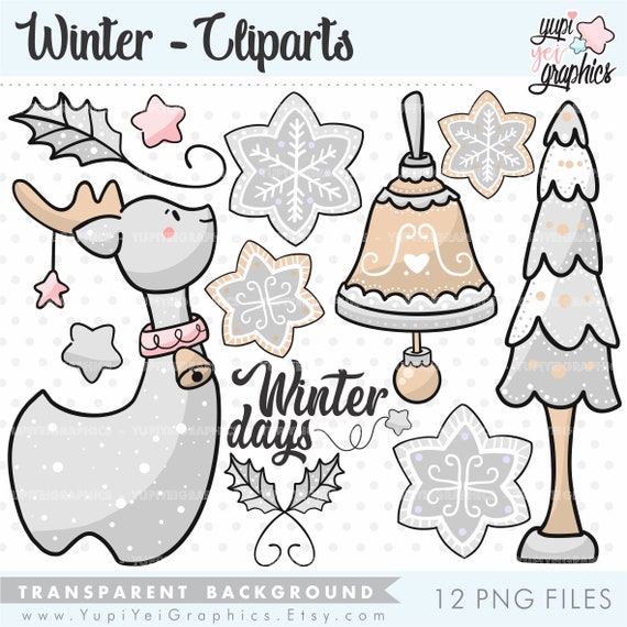 Winter Clipart Winter Graphics COMMERCIAL USE Christmas - Etsy