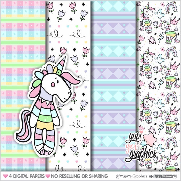 Unicorn Digital Paper - Etsy