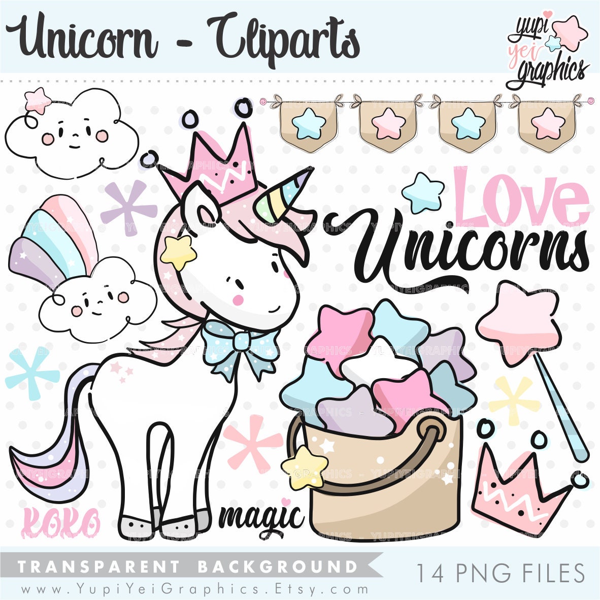 Unicorn Clip Art Unicorn Graphics COMMERCIAL USE Unicorn - Etsy