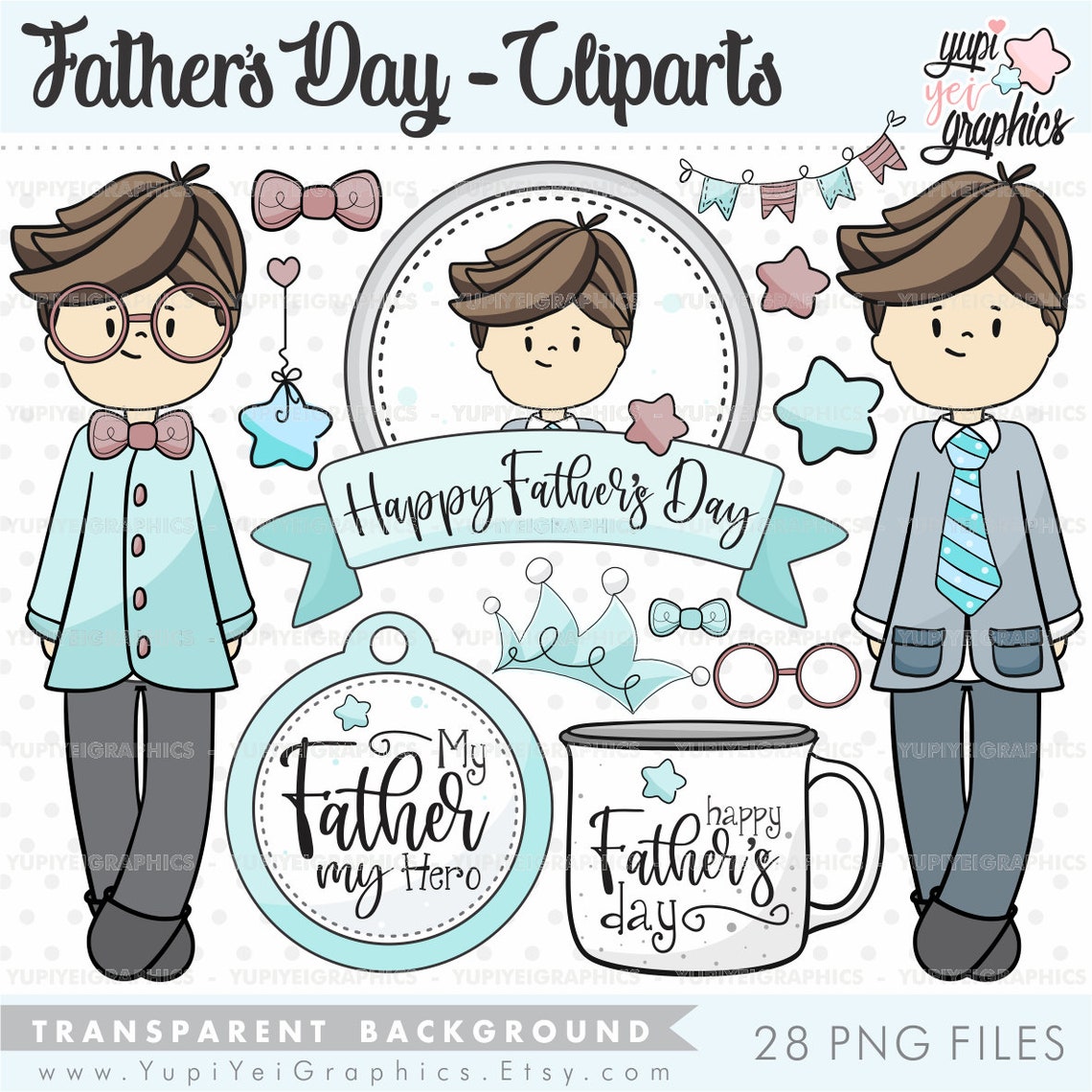 Father's Day Clipart Fathers Day Clipart COMMERCIAL USE - Etsy