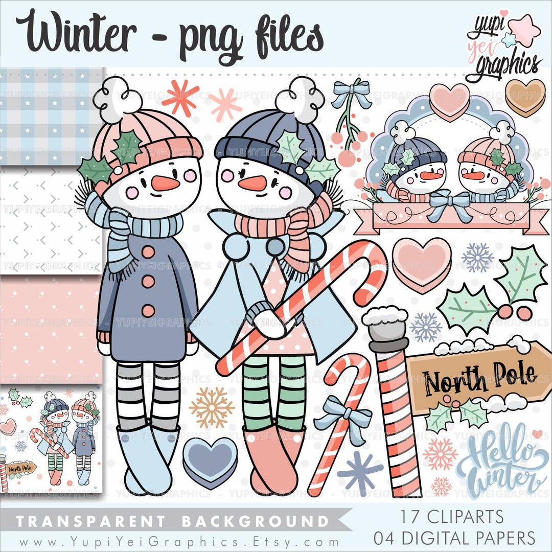 Snowman Clipart, Winter Clipart, COMMERCIAL USE, Christmas Clipart ...