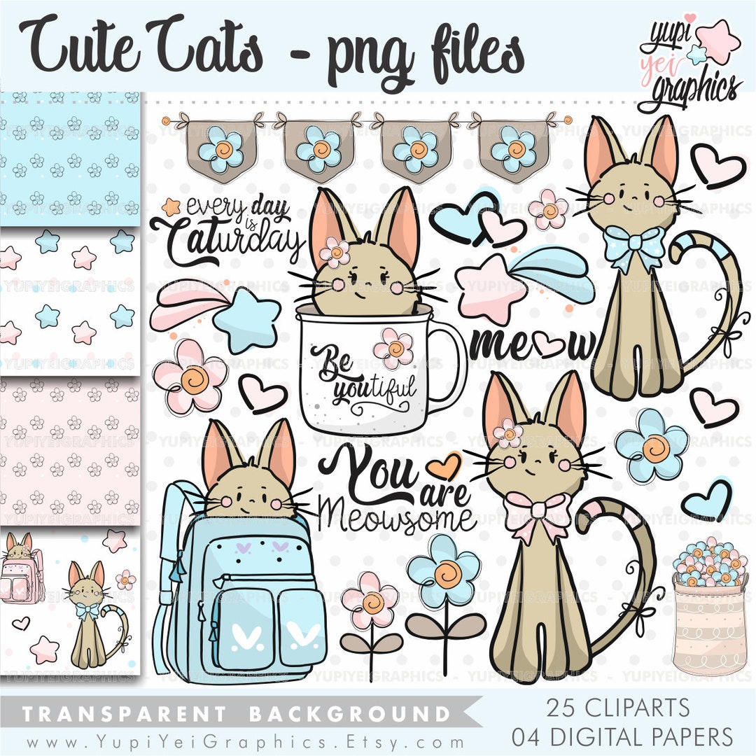 Cat Clipart, Cat Graphics, COMMERCIAL USE, Kitten Clipart, Cat Clip Art ...