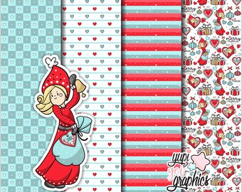 Christmas Digital Papers, Christmas Patterns, COMMERCIAL USE, Christmas ...