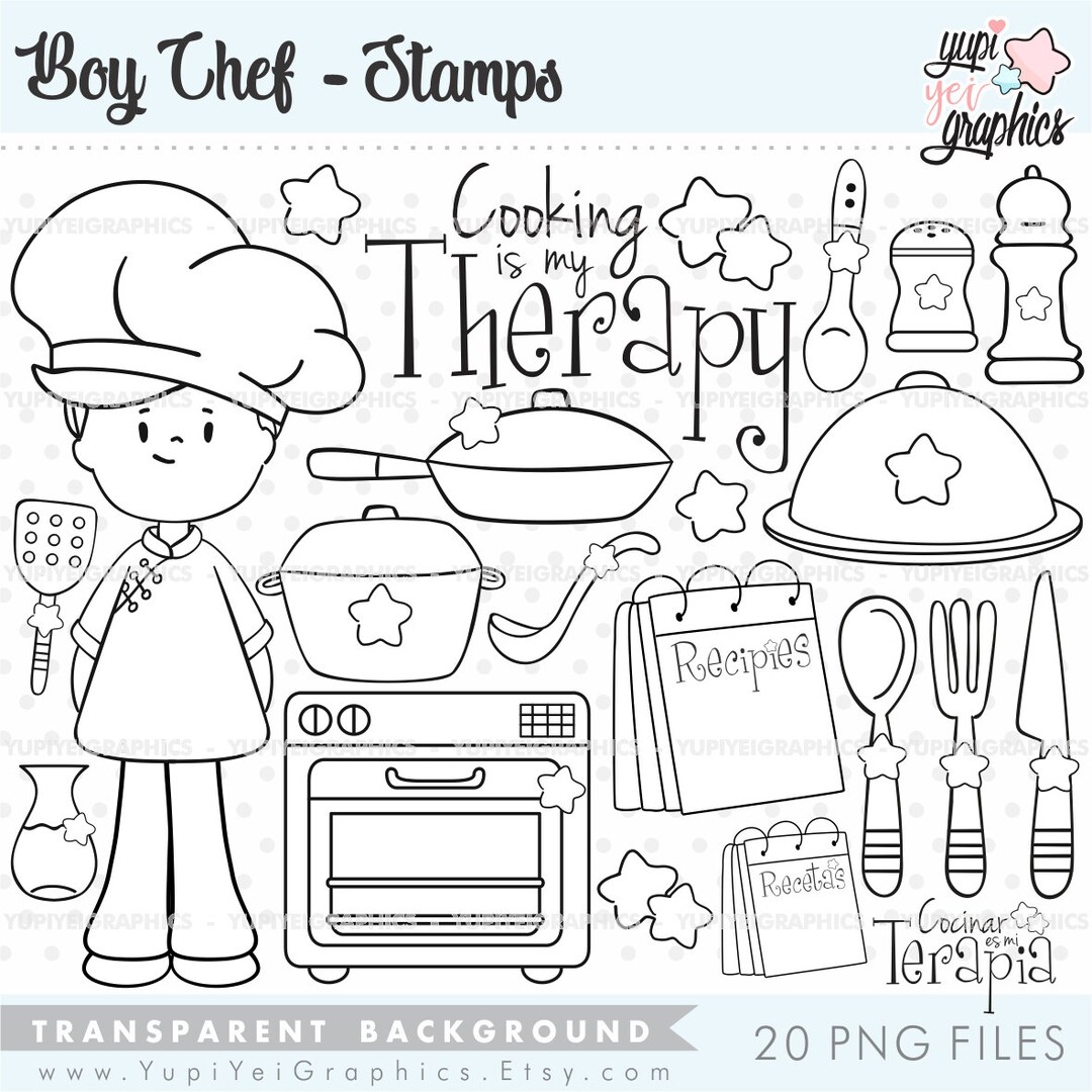 Chef Stamps, Chef Boy Stamps, COMMERCIAL USE, Kitchen Stamps, Boy Chef ...
