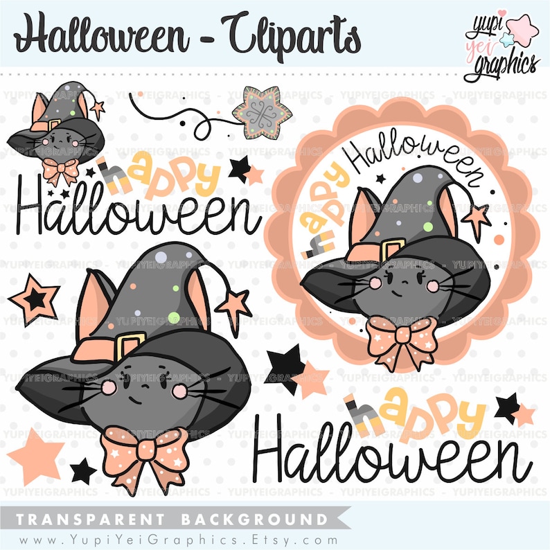 Halloween Clip Art Black Cat Clipart COMMERCIAL USE - Etsy