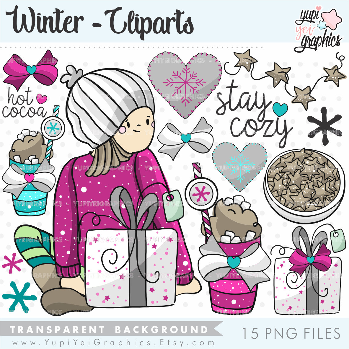 Winter Clipart Winter Graphics Gift Clipart COMMERCIAL USE | Etsy