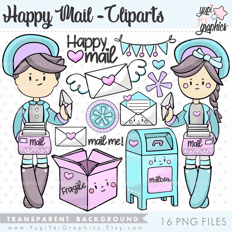 Happy Mail Clip Art Happy Mail Clipart COMMERCIAL USE Happy - Etsy