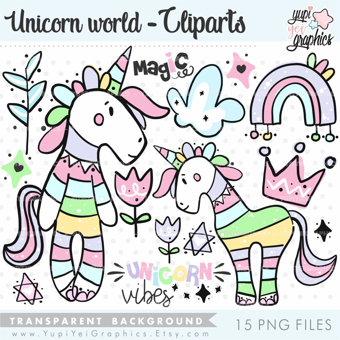 Unicorn Clipart Unicorn Graphics Rainbow Clipart COMMERCIAL - Etsy
