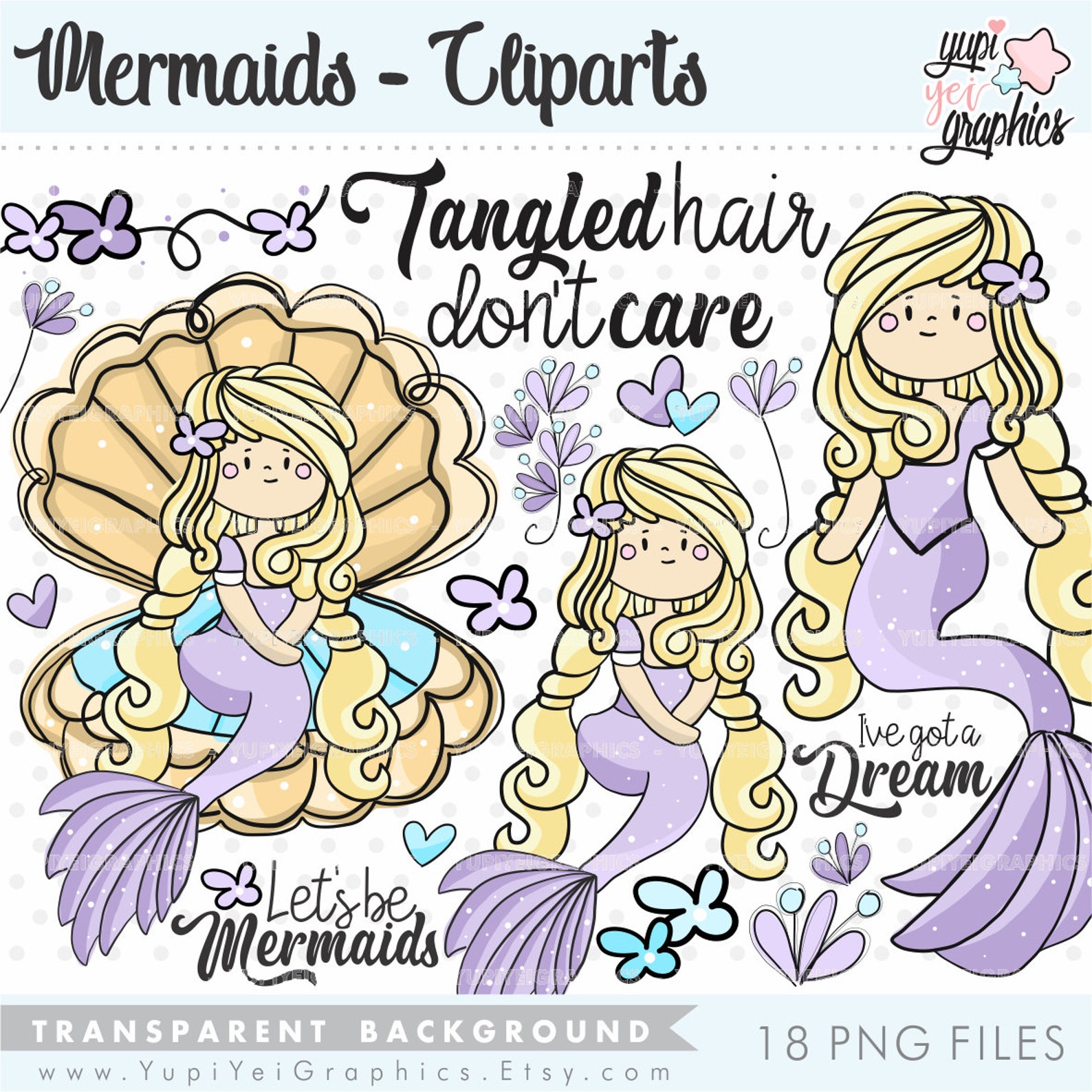 Princess Mermaid Clipart Mermaid Clipart Princess Clipart - Etsy