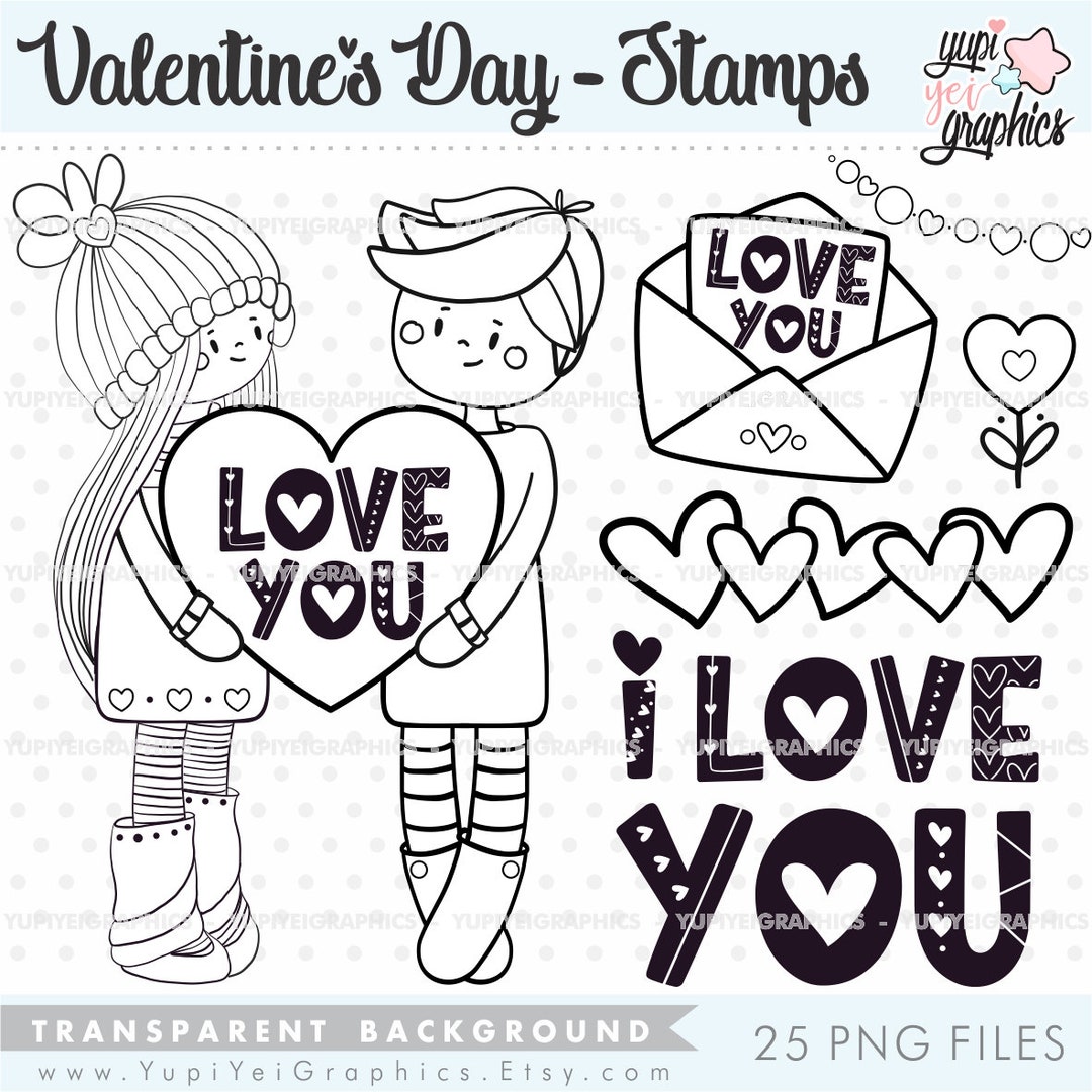 Love Digital Stamps, Valentine's Day Digital Stamps, Love Digistamps ...