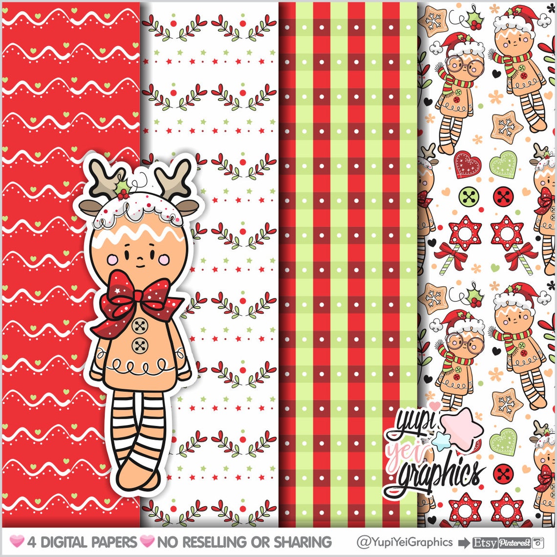 Gingerbread Digital Papers Gingerbread Patterns COMMERCIAL | Etsy