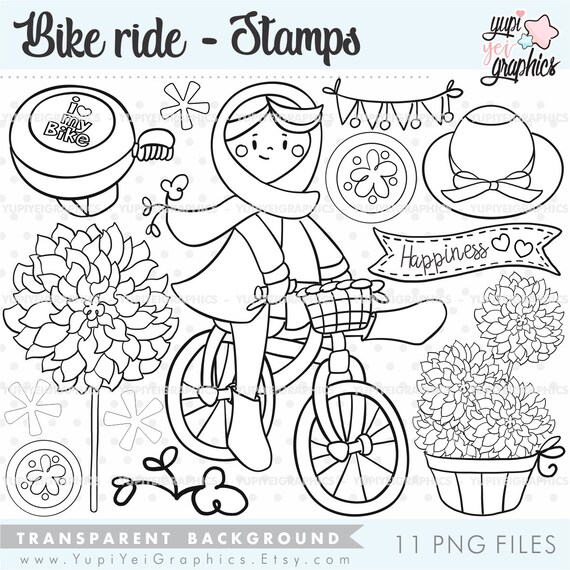 Bicycle Stamps Spring Stamps Ride Stamps COMMERCIAL USE | Etsy
