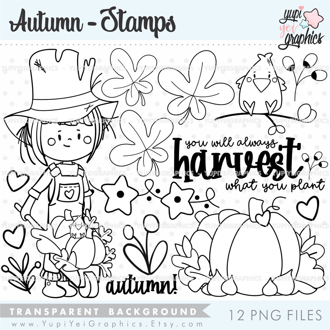 Autumn Stamps, Fall Stamps, COMMERCIAL USE, Harvest Stamps, Autumn ...