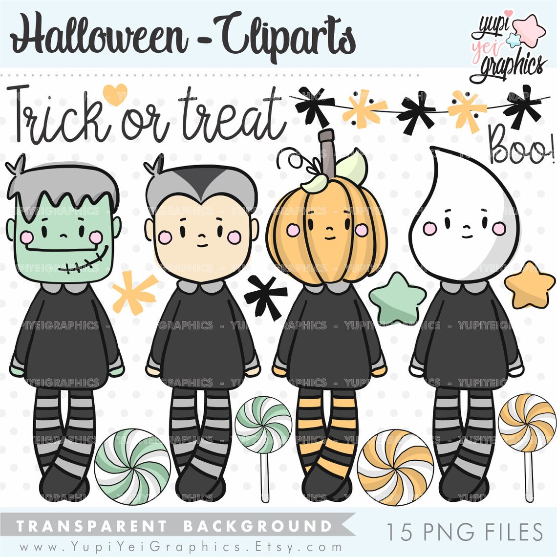 Halloween Clipart Halloween Graphics Ghost Clipart | Etsy