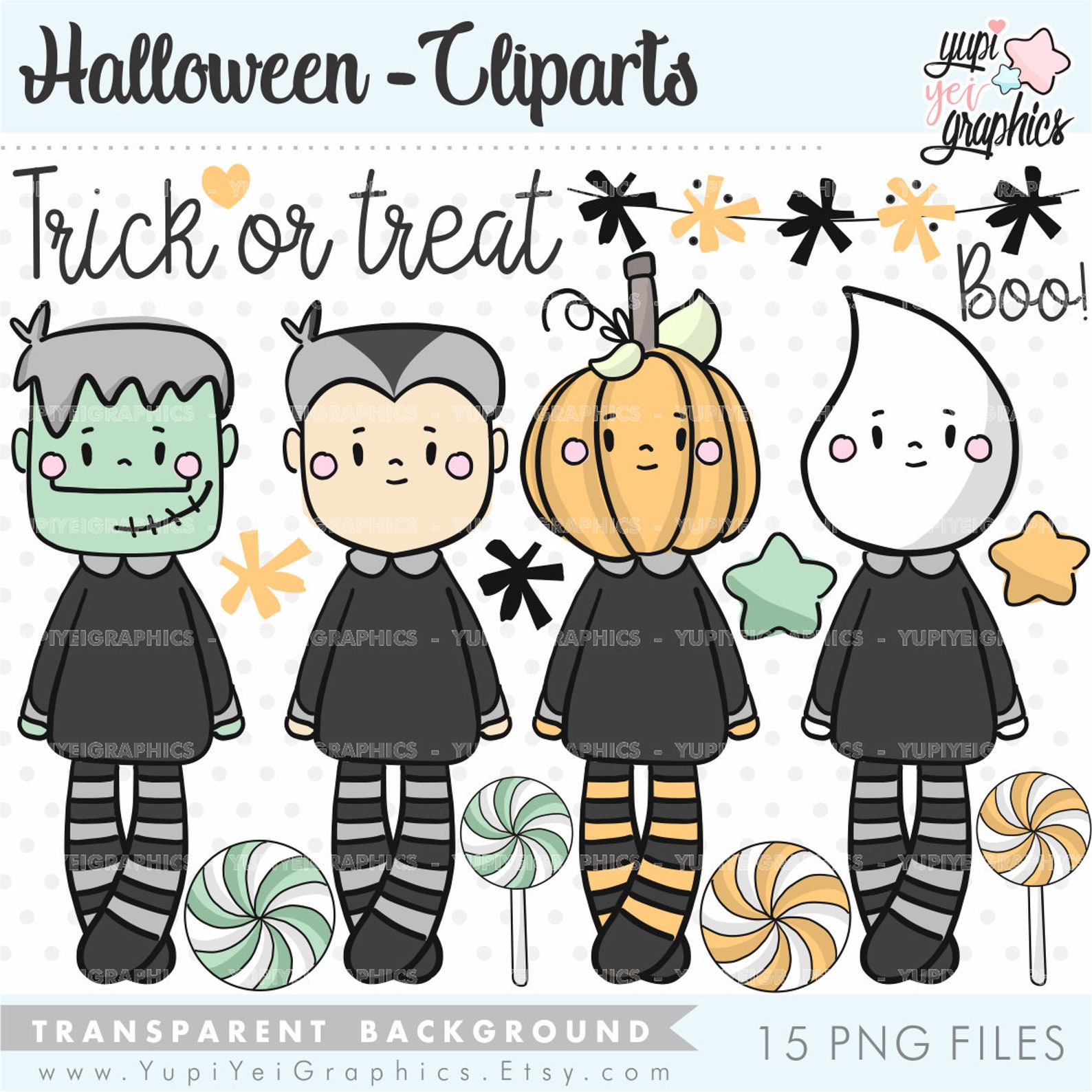 Halloween Clipart Halloween Graphics Ghost Clipart | Etsy