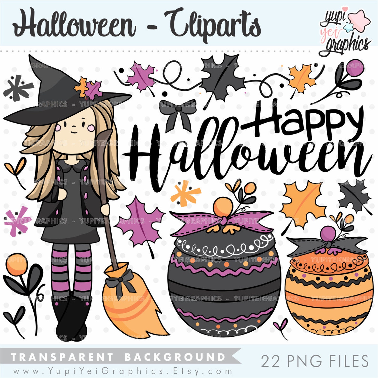 Witch Clip Art Halloween Clipart Halloween Graphics - Etsy