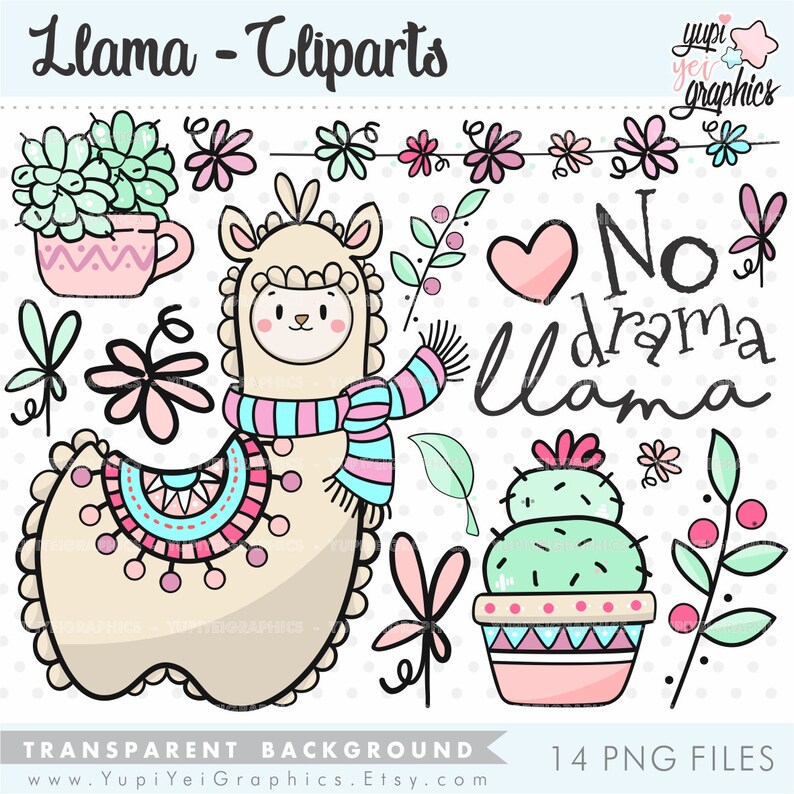 Llama Clipart Llama Graphics COMMERCIAL USE Animal Clipart - Etsy