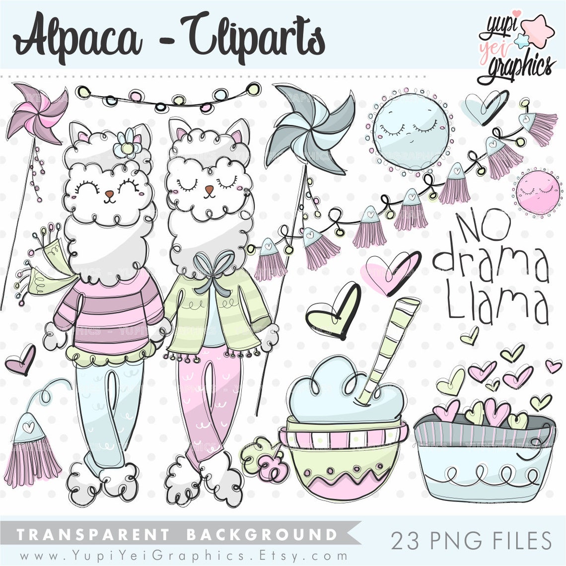 Alpaca Clipart Alpaca Graphics COMMERCIAL USE Llama Clip - Etsy