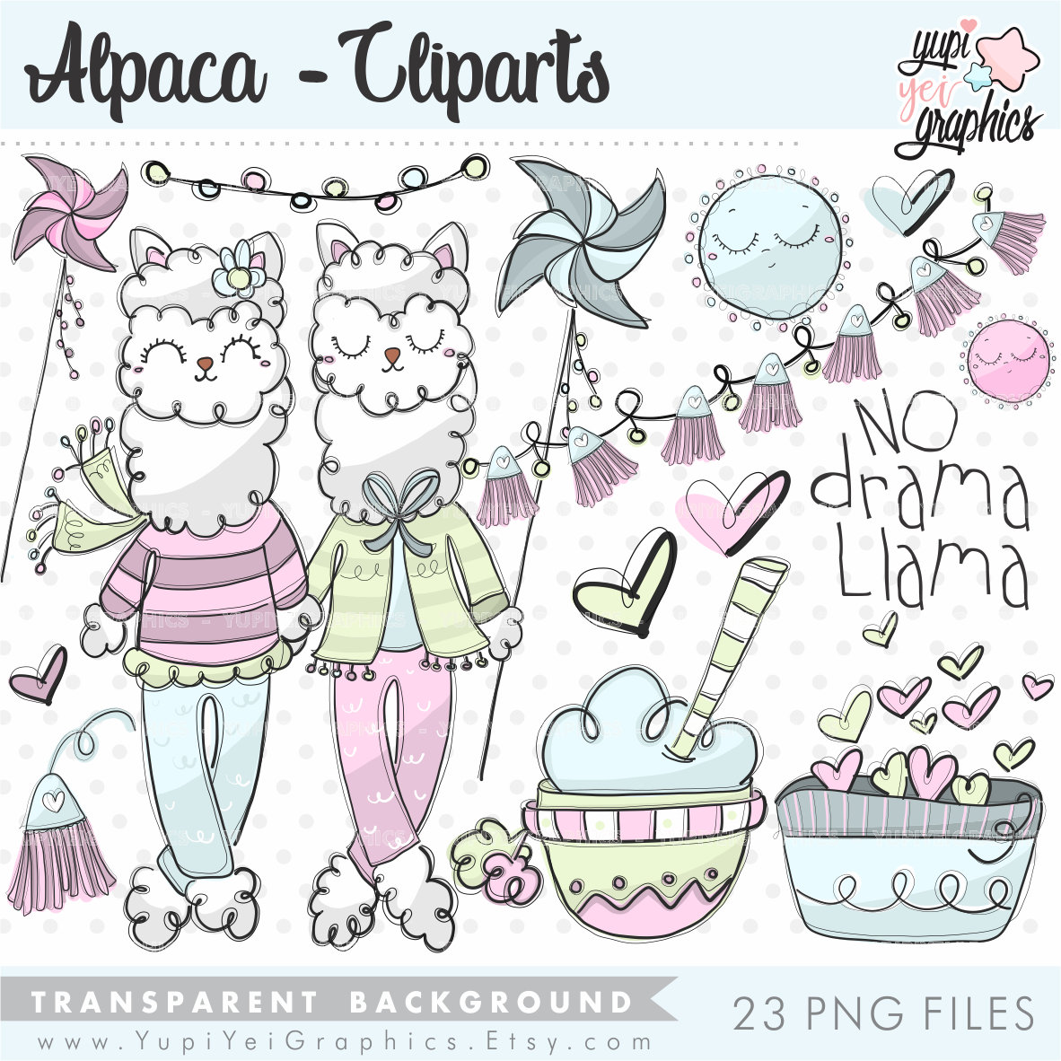 Alpaca Clipart Alpaca Graphics COMMERCIAL USE Llama Clip - Etsy