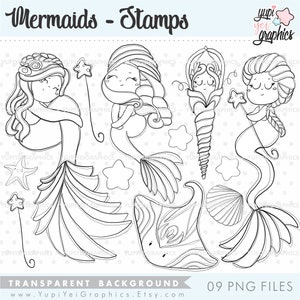 Mermaids Clipart, Mermaid Graphics, Ocean Clipart, Sea Clipart, Mermaid ...