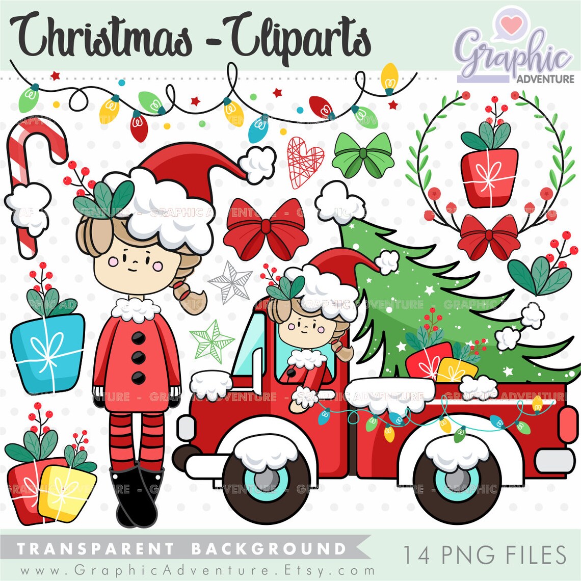 Christmas Clipart Christmas Graphics COMMERCIAL USE | Etsy