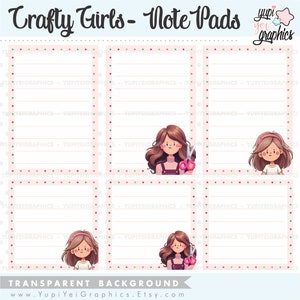 Crafty Girls Clipart, Girls Clipart, Digital Papers, Notepads, Crafty ...