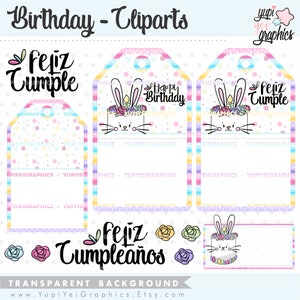 Birthday Clipart, Happy Birthday Clipart, COMMERCIAL USE, Bunny Clipart ...