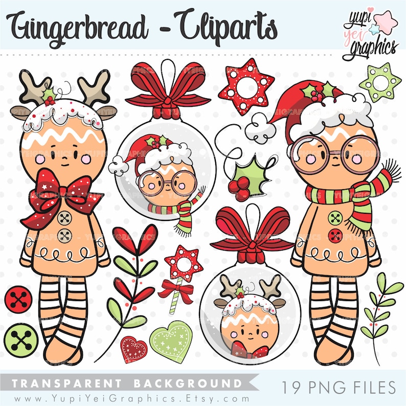 Gingerbread Clipart Christmas Clipart Gingerbread Graphics - Etsy