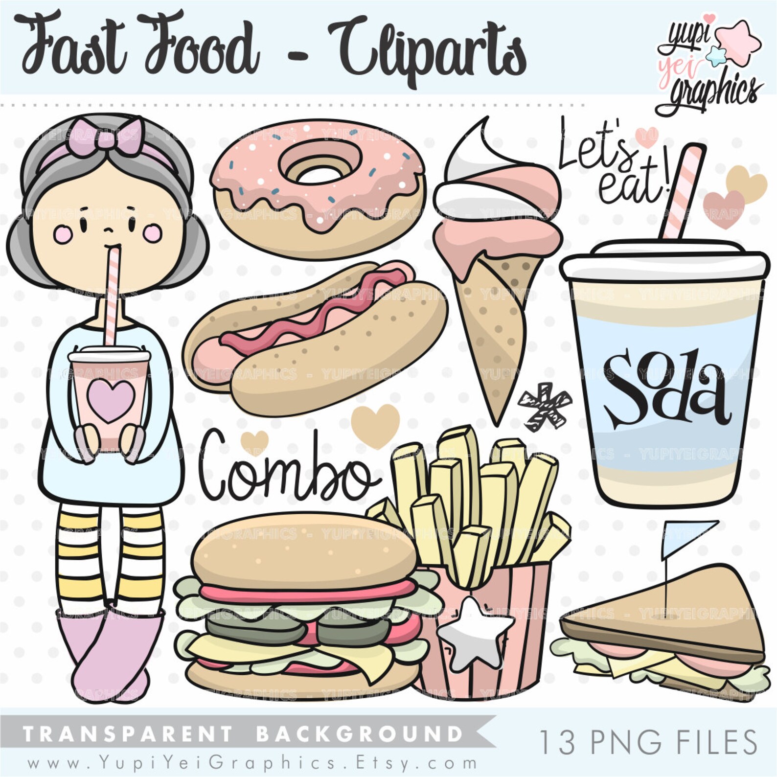 Fast Food Clipart Fast Food Graphics COMMERCIAL USE Food | Etsy
