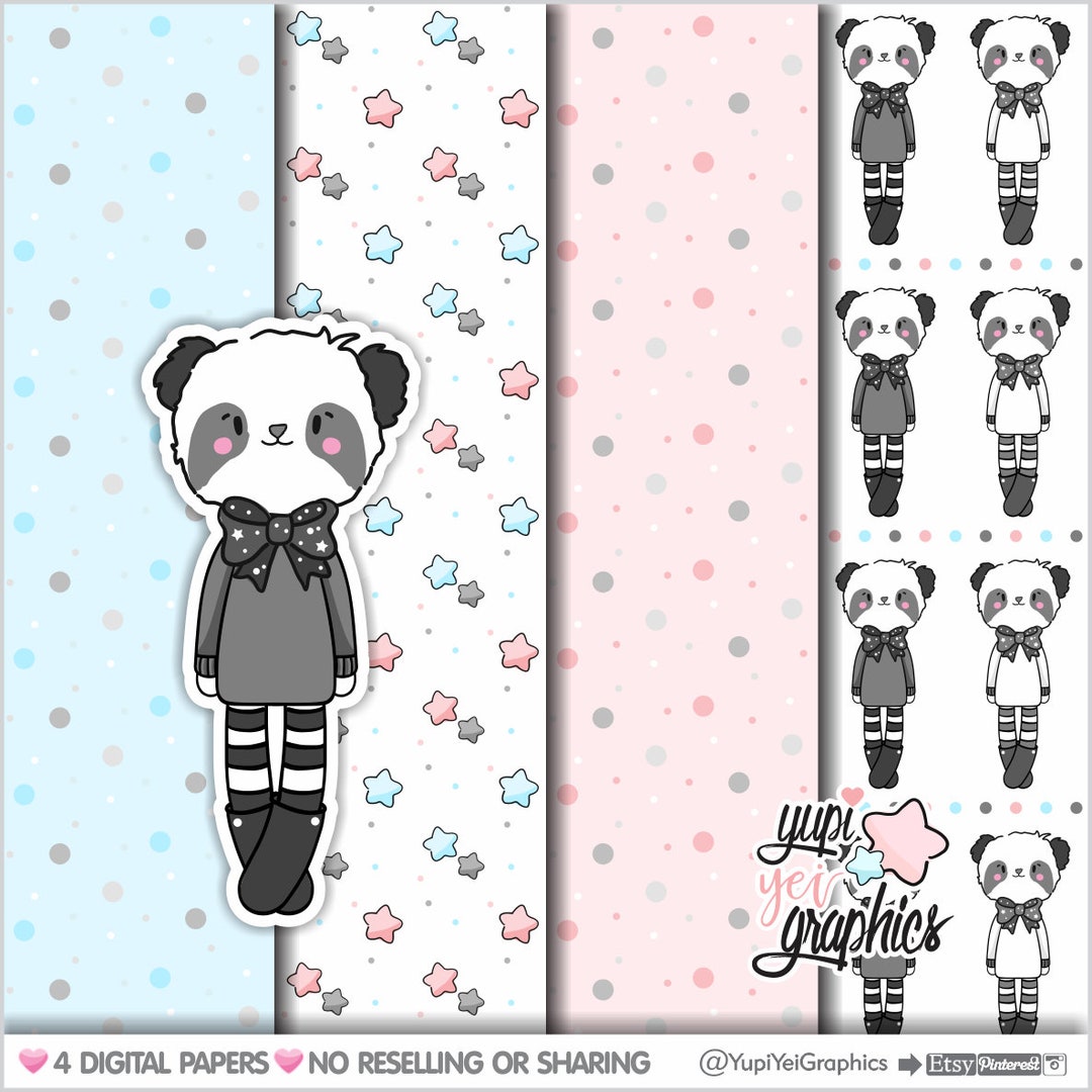 Panda Digital Paper, Panda Pattern, COMMERCIAL USE, Panda Bear Digital ...
