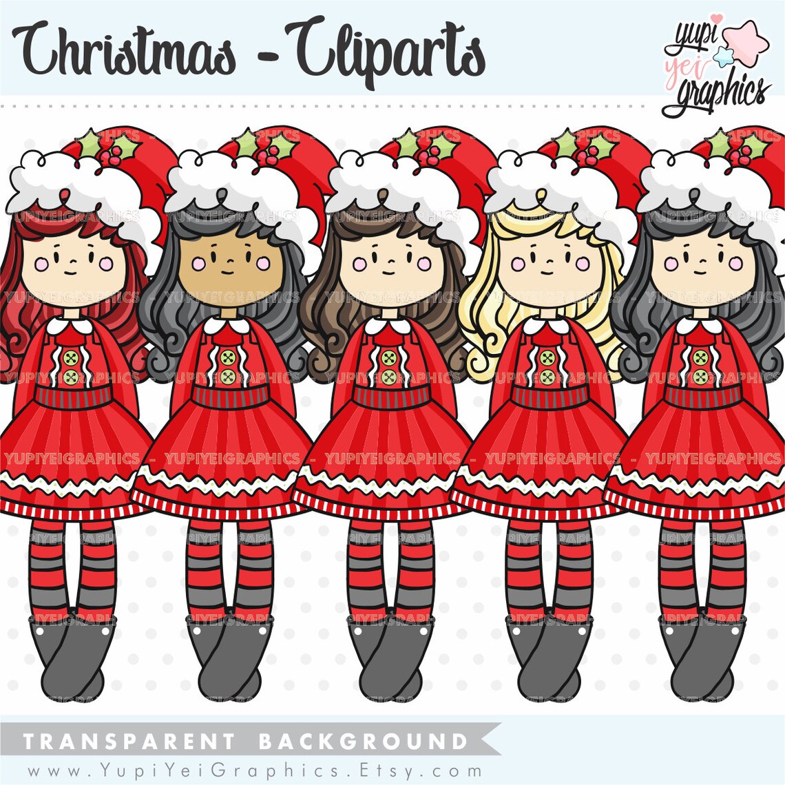 Christmas Clipart Christmas Girl Clipart Christmas Graphics - Etsy