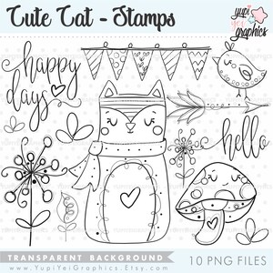Cat Stamps, Cat Digital Stamps, COMMERCIAL USE, Cat Party, Pet Stamps ...